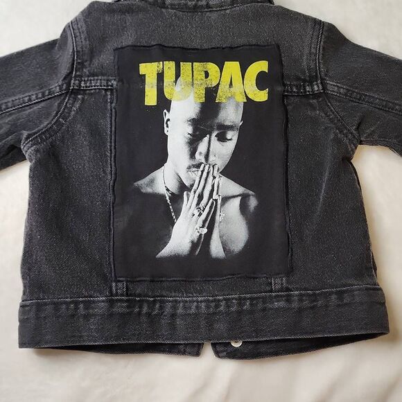 2Pac | Jackets & Coats | Tupac Upcycled Old Navy Black Denim Jacket ...